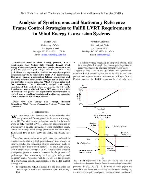 (PDF) Analysis of synchronous and stationary reference frame control strategies to fulfill LVRT ...