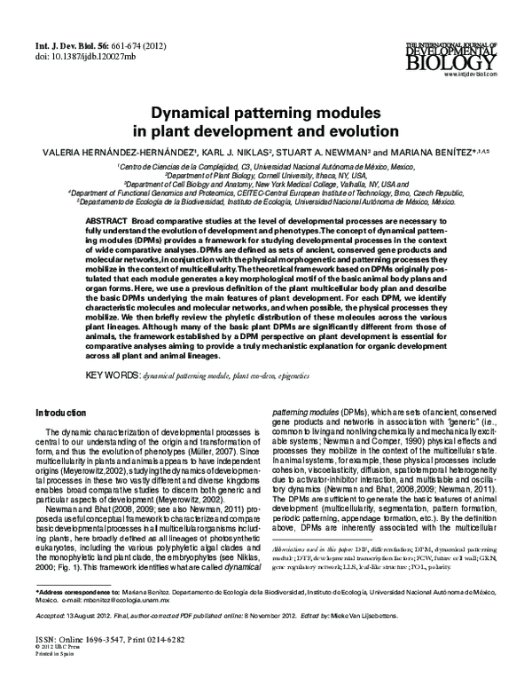 (PDF) Dynamical patterning modules in plant development and evolution