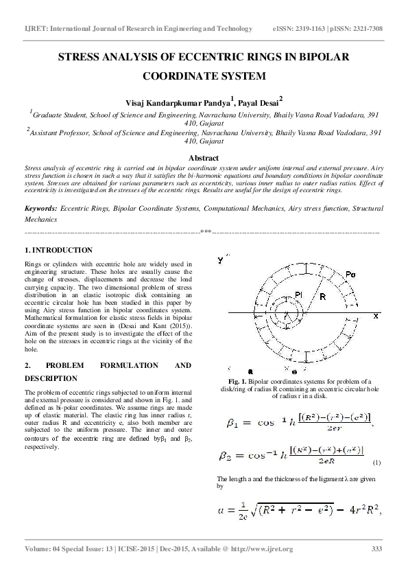 (PDF) Stress Analysis of Eccentric Rings in Bipolar Coordinate System