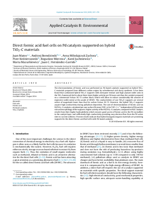 (PDF) Direct formic acid fuel cells on Pd catalysts supported on hybrid ...