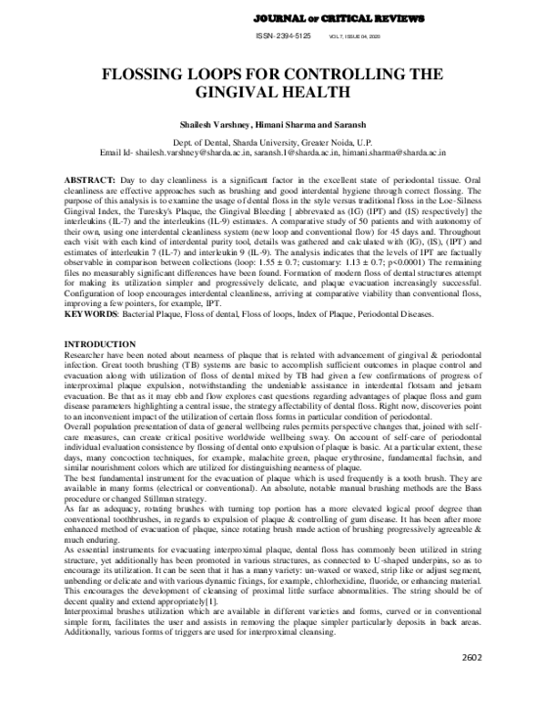 (PDF) Flossing Loops for Controlling the Gingival Health