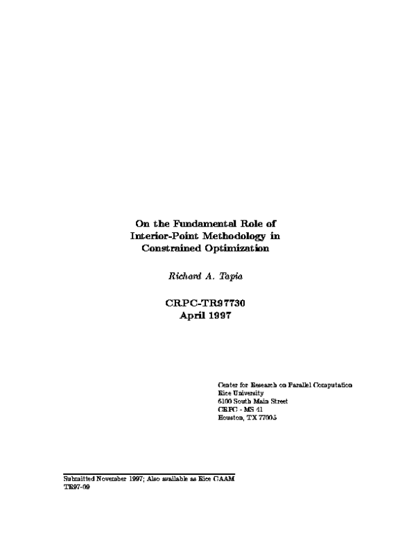(PDF) On the Fundamental Role of Interior-Point Methodology in Constrained Optimization