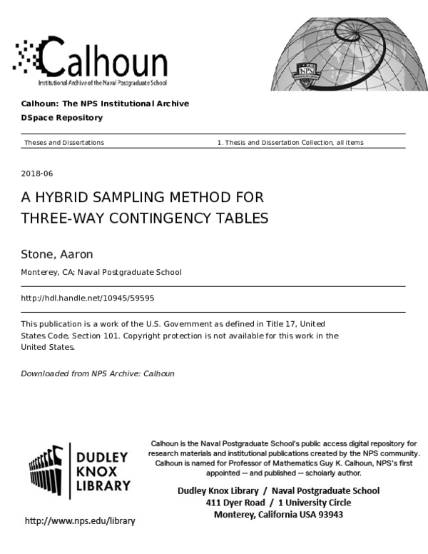 (PDF) A Hybrid Sampling Method For Three Way Contingency Tables