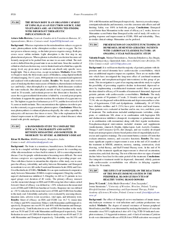 (PDF) P2‐205: The effect of donepezil on the reactions of the innate ...