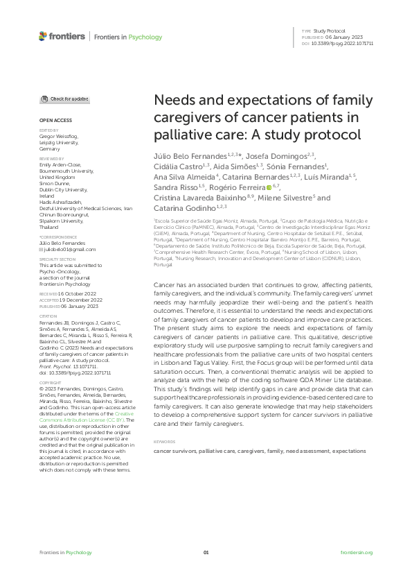 (PDF) Needs and expectations of family caregivers of cancer patients in ...