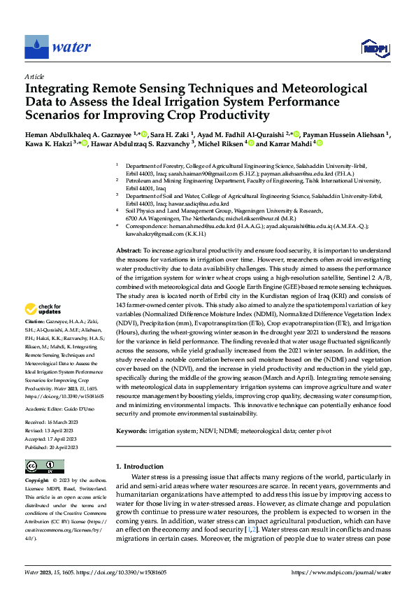 Pdf Integrating Remote Sensing Techniques And Meteorological Data To Assess The Ideal