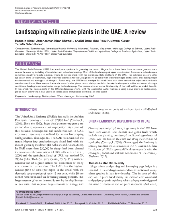 (PDF) Landscaping with native plants in the UAE: A review