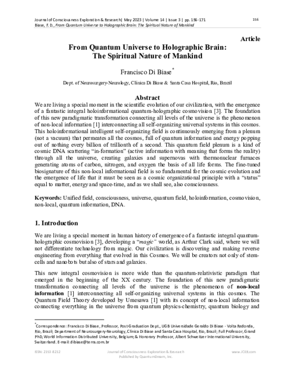 (PDF) From Quantum Universe to Holographic Brain: The Spiritual Nature ...