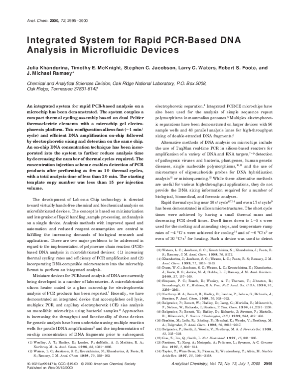 (PDF) Integrated System for Rapid PCR-Based DNA Analysis in Microfluidic Devices
