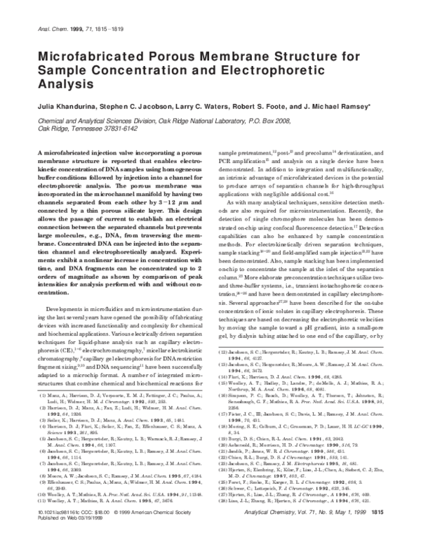 (PDF) Microfabricated Porous Membrane Structure for Sample ...