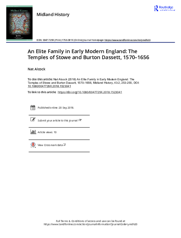 (PDF) An Elite Family in Early Modern England: the Temples of Stowe and ...