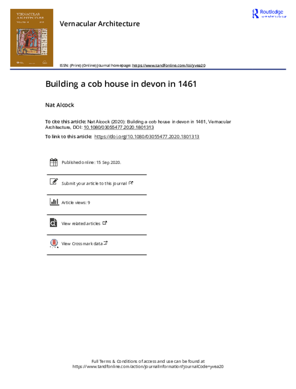 (PDF) Building a cob house in devon in 1461