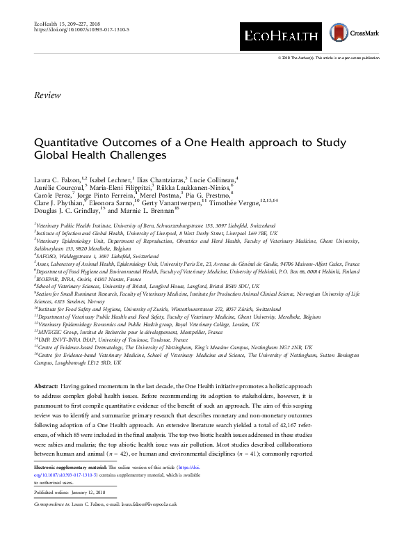 (PDF) Quantitative Outcomes of a One Health approach to Study Global ...