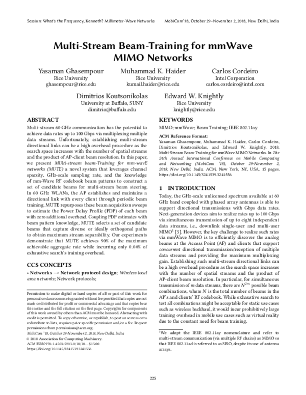 (PDF) Multi-Stream Beam-Training for mmWave MIMO Networks | Kumail Haider - Academia.edu