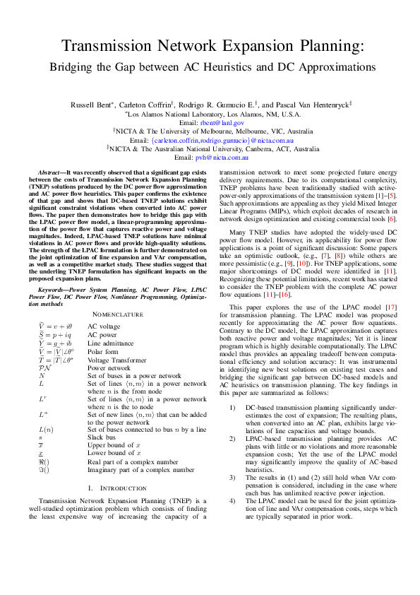 (PDF) Transmission Network Expansion Planning: Bridging the gap between AC heuristics and DC ...