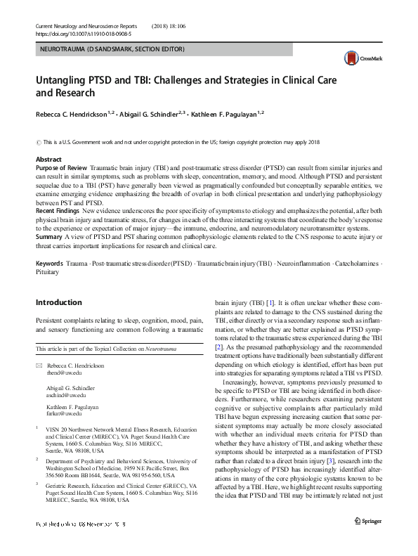 (PDF) Untangling PTSD and TBI: Challenges and Strategies in Clinical ...