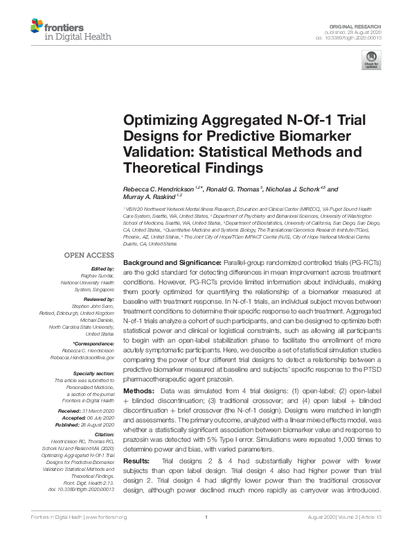 (PDF) Optimizing Aggregated N-Of-1 Trial Designs for Predictive ...