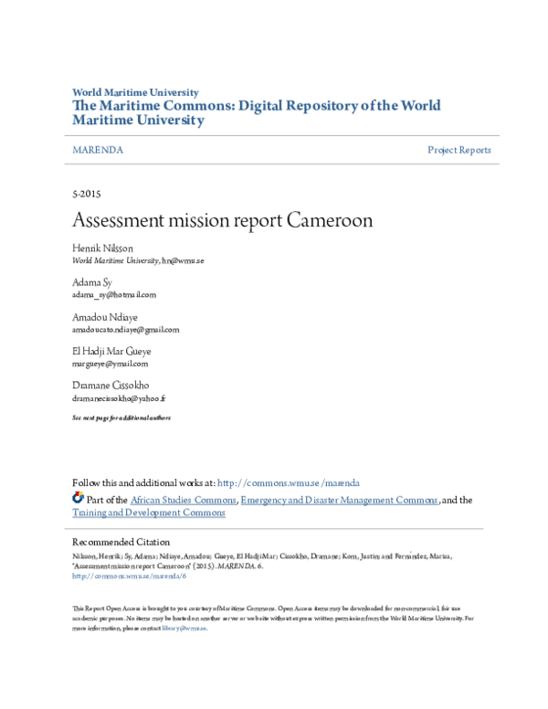 (PDF) Assessment mission report Cameroon