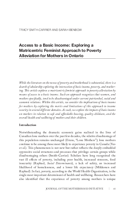 (PDF) A Matricentric Feminist Take on Basic Income