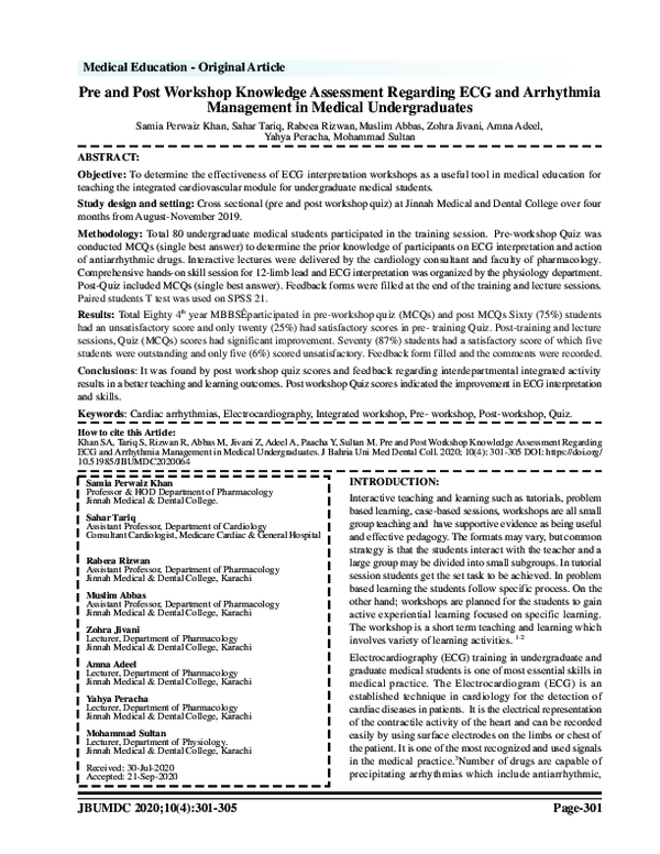 (PDF) Pre and Post Workshop Knowledge Assessment Regarding ECG and ...