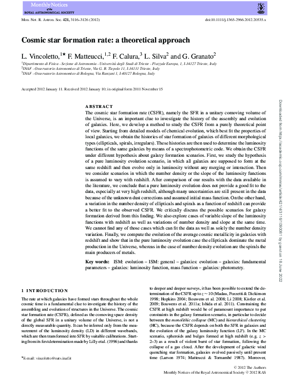 (PDF) Cosmic star formation rate: a theoretical approach
