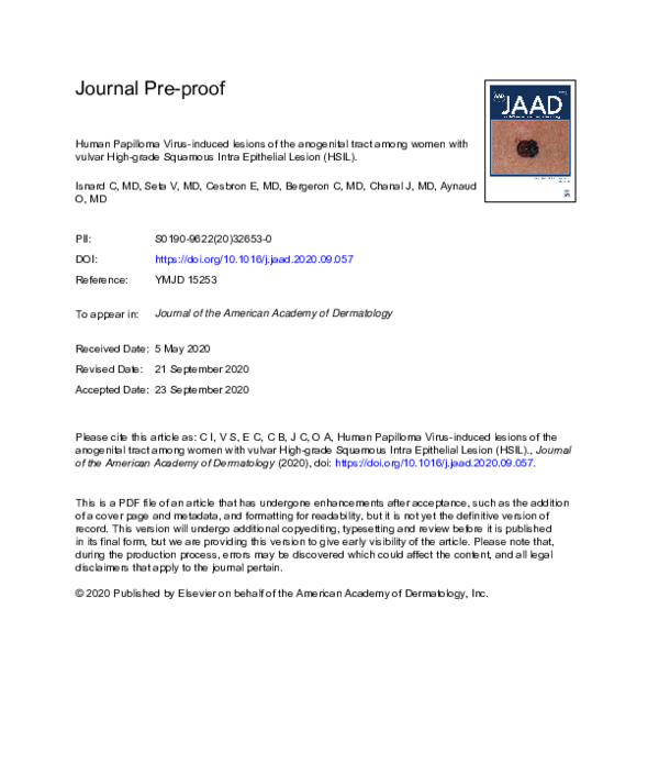 (PDF) Human papillomavirus–induced lesions of the anogenital tract ...