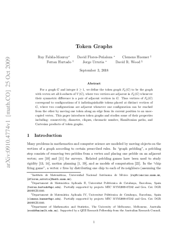 (PDF) Token Graphs | DAVID . ACUNA MONROY - Academia.edu