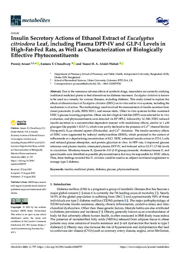 (PDF) Insulin Secretory Actions of Ethanol Extract of Eucalyptus ...
