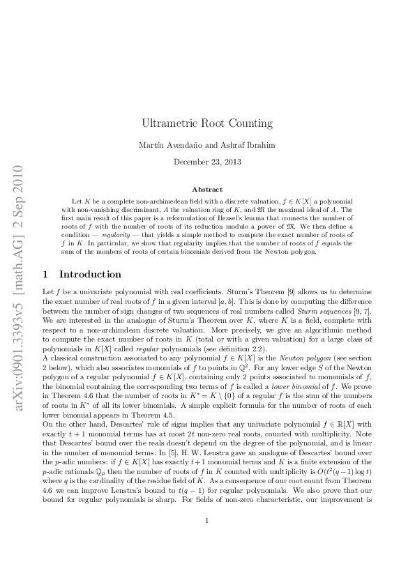 (PDF) Ultrametric Root Counting