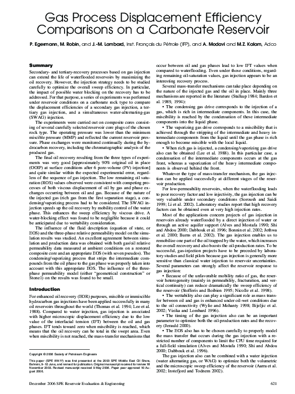 (PDF) Gas Process Displacement Efficiency Comparisons on a Carbonate ...