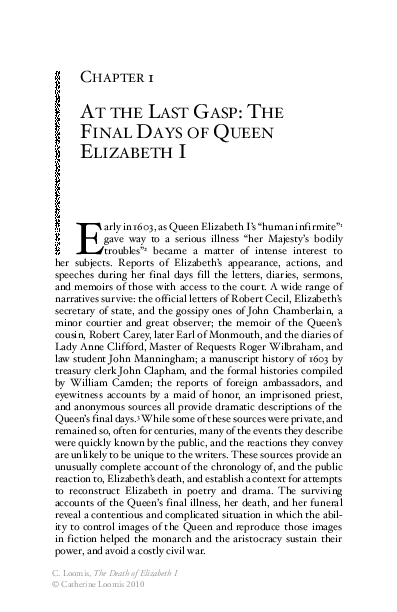 (PDF) At the Last Gasp: The Final Days of Queen Elizabeth I