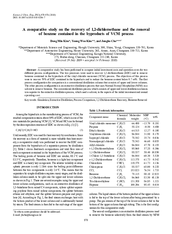 (PDF) A comparative study on the recovery of 1,2-dichloroethane and the ...