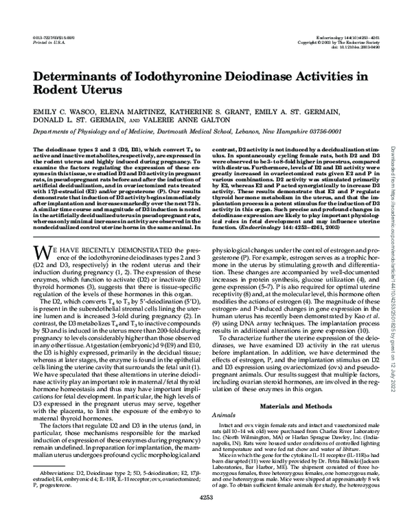 (PDF) Determinants of Iodothyronine Deiodinase Activities in Rodent ...