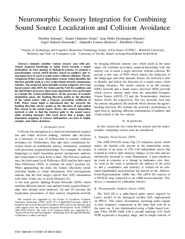 (PDF) Neuromorphic Sensory Integration for Combining Sound Source Localization and Collision ...