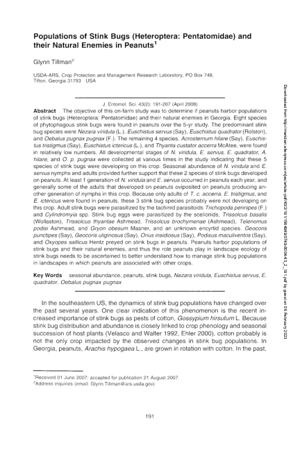 (PDF) Populations of Stink Bugs (Heteroptera: Pentatomidae) and their ...
