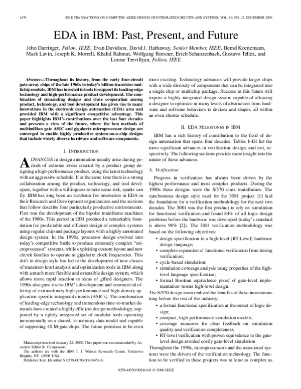 (PDF) EDA in IBM: past, present, and future