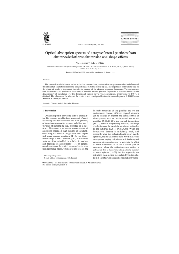 (PDF) Optical absorption spectra of arrays of metal particles from ...