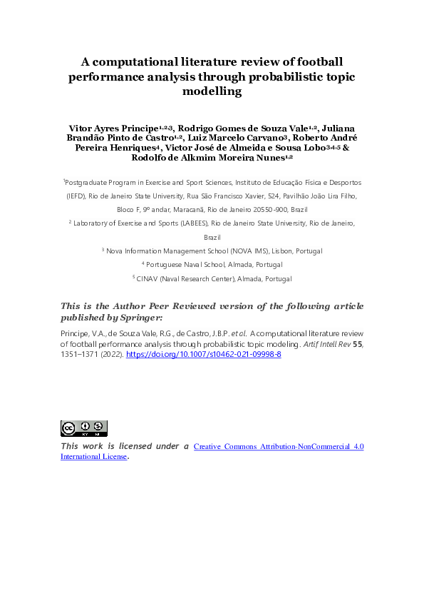 (PDF) A computational literature review of football performance ...