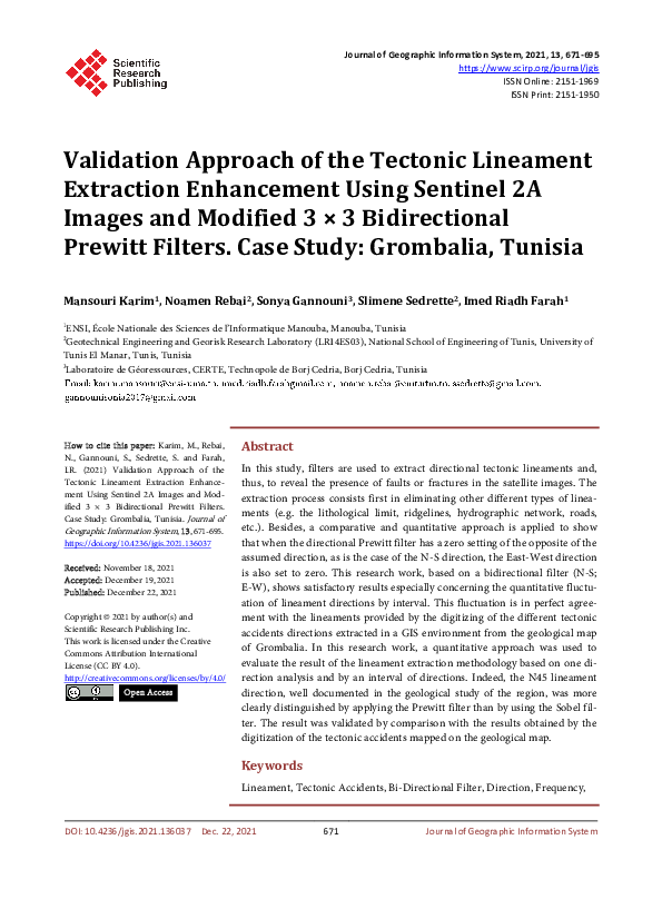 Pdf Validation Approach Of The Tectonic Lineament Extraction Enhancement Using Sentinel 2a