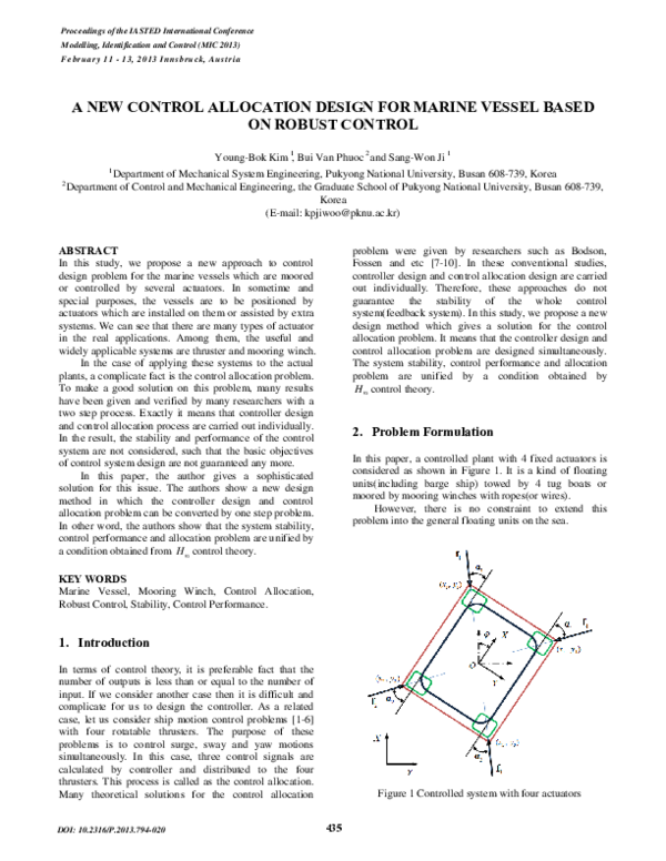 (PDF) A New Control Allocation Design for Marine Vessel based on Robust ...