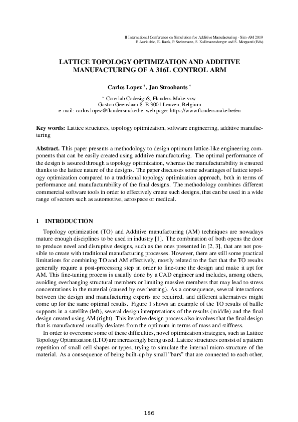 (PDF) Lattice topology optimization and additive manufacturing of a 316l control arm