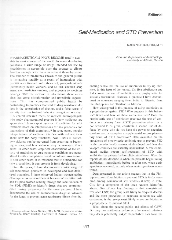 (PDF) Self-Medication and STD Prevention