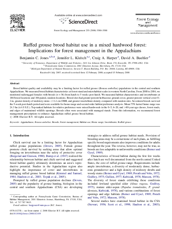 (PDF) Ruffed grouse brood habitat use in a mixed hardwood forest ...