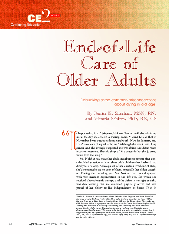 (PDF) End-of-Life Care of Older Adults
