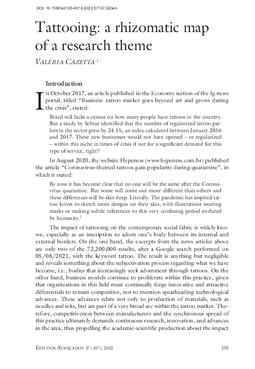 (PDF) Tattooing: a rhizomatic map of a research theme