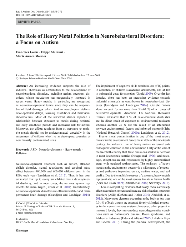 (PDF) The Role of Heavy Metal Pollution in Neurobehavioral Disorders: a ...