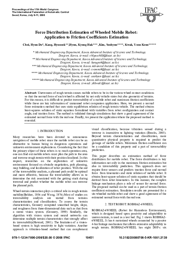 Pdf Force Distribution Estimation Of Wheeled Mobile Robot