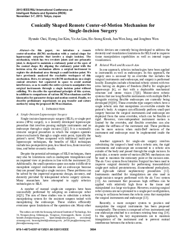 (PDF) Conically shaped remote center-of-motion mechanism for single ...