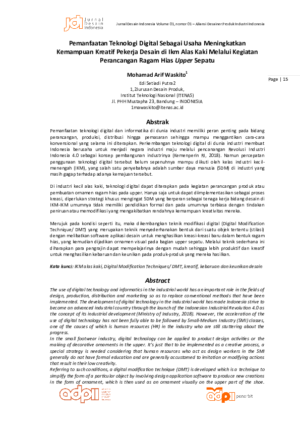 Pemanfaatan Teknologi Digital Sebagai Usaha Meningkatkan Kemampuan Kreatif Pekerja Desain Di Ikm ...