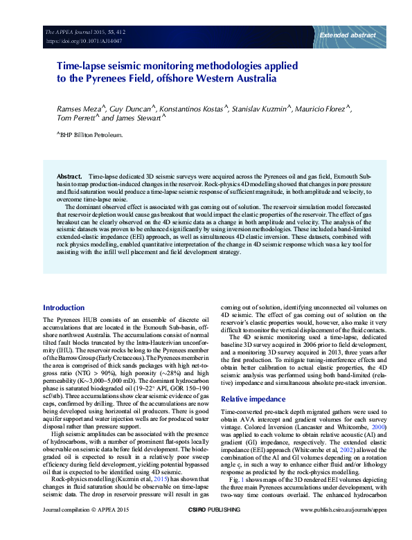 Pdf Time Lapse Seismic Monitoring Methodologies Applied To The Pyrenees Field Offshore